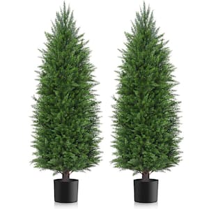 CAPHAUS 5 ft. Green Artificial Cedar Tree, Natural Faux Plants for ...
