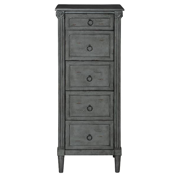 Furniture of America Elani 5-Drawer Antique Gray Chest of Drawers (46.5 ...