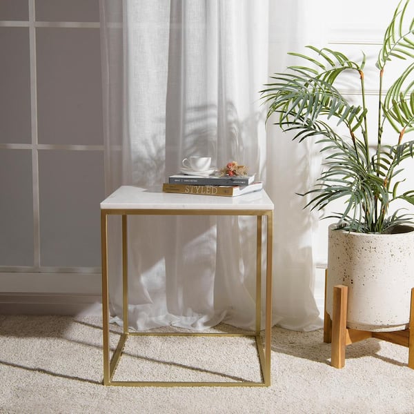 Best Home Fashion Prince Square Marble Top Accent Table
