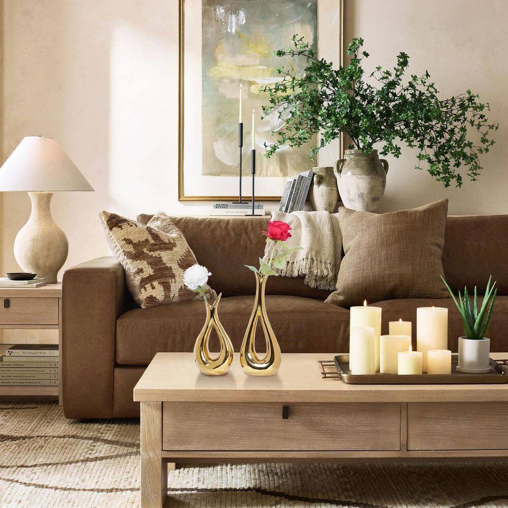 Gold Ceramic Vases Set of 2 Nordic Minimalist Decorative Vase for Table ...