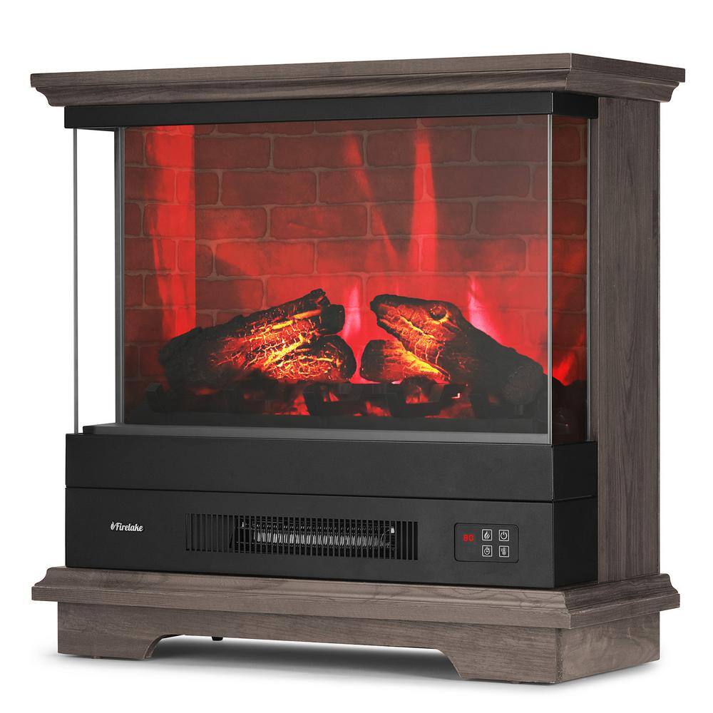 TURBRO Firelake 27 in. Freestanding Surround Wooden Electric Fireplace ...