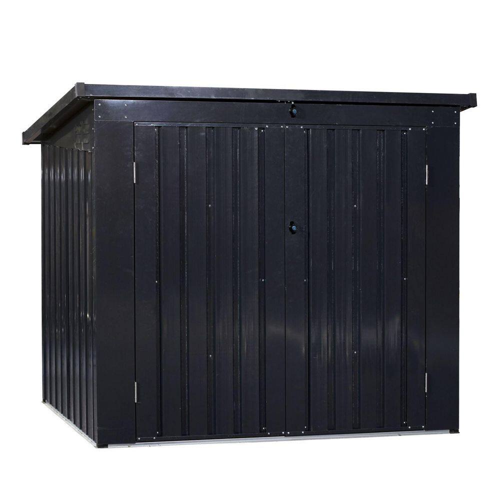 Outdoor Garbage Can Storage Shed 5 ft. W x 4.5 ft. D Metal Shed for 2 ...