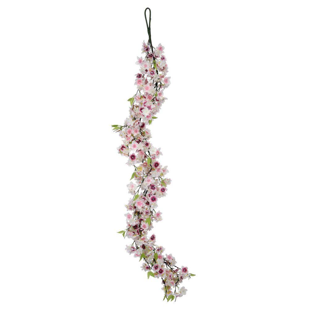 Regency International 5 ft. Pink Artificial Cherry Blossom Garland ...