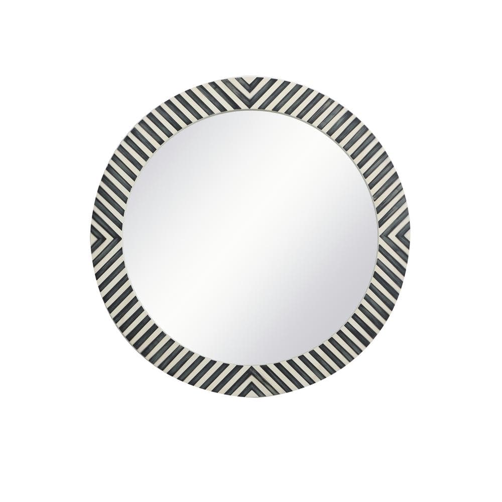 Medium Round Chevron Contemporary Mirror (28 in. H x 28 in. W ...