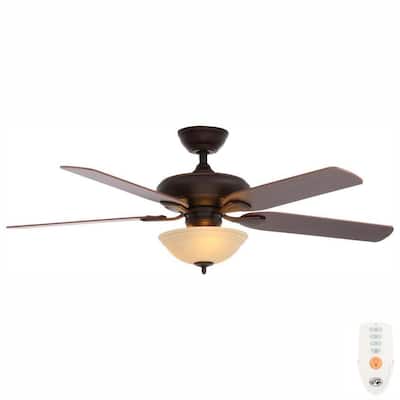 Hampton Bay Carriage House 52 in. Indoor LED Iron Ceiling Fan with ...