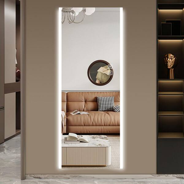 Tradrou Silver 21 in. W x 65 in. H Rectangle LED Glass Full Tradrou Silver 21 in. W x 65 in. H Rectangle LED Glass Full