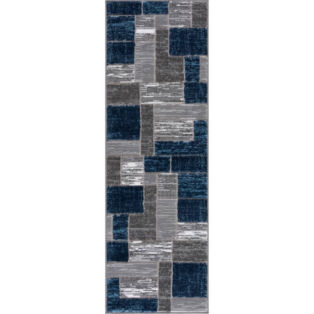 L'Baiet Verena Blue Geometric 2 ft. x 3 ft. Area Scatter Rug SL973B23 ...