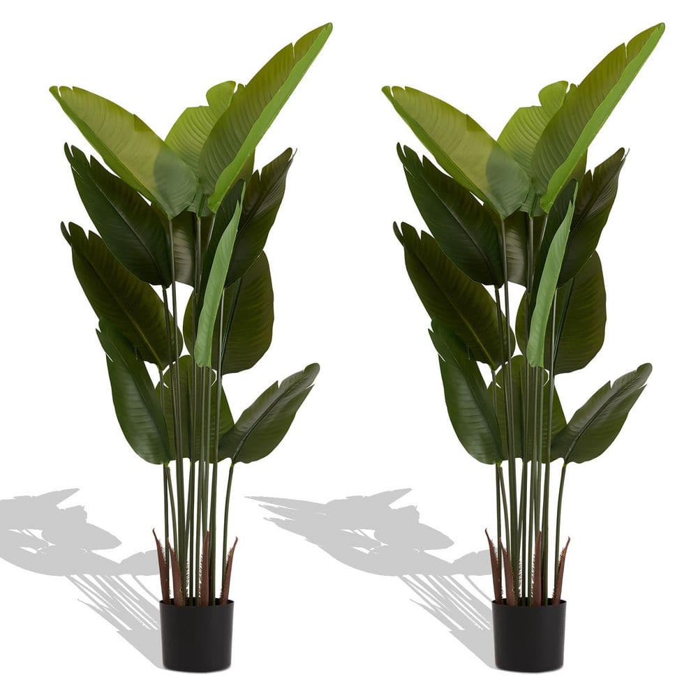 63 in. Travelers Palm Artificial Tree Fake Greenery, Faux Tropical ...