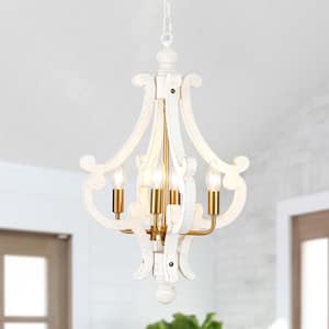 LWYTJO Eron 4-Light-Light Gold Orb Farmhouse Chandelier Rustic Antique ...