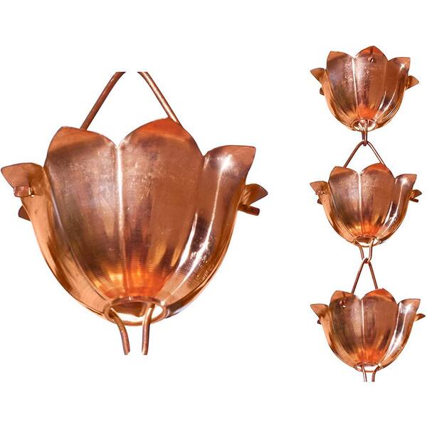 Monarch Rain Chains 3 ft. Monarch Pure Copper Lotus Rain Chain ...