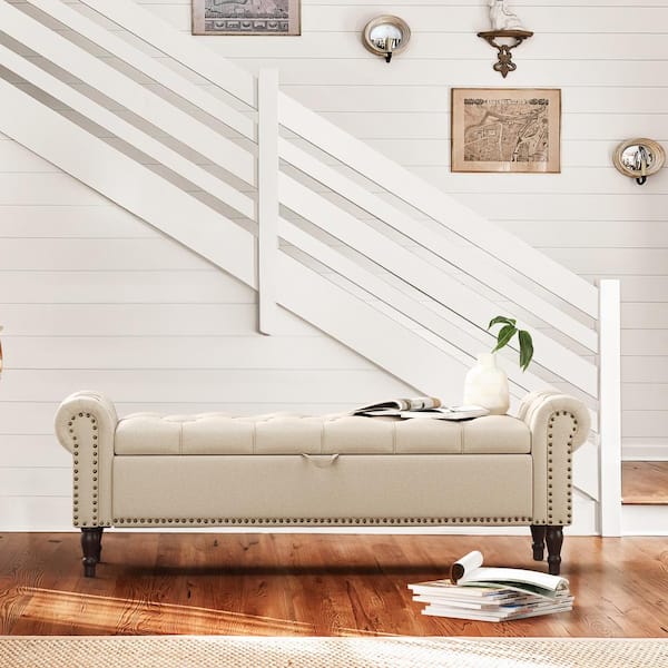 Rolled arm upholstered bench store