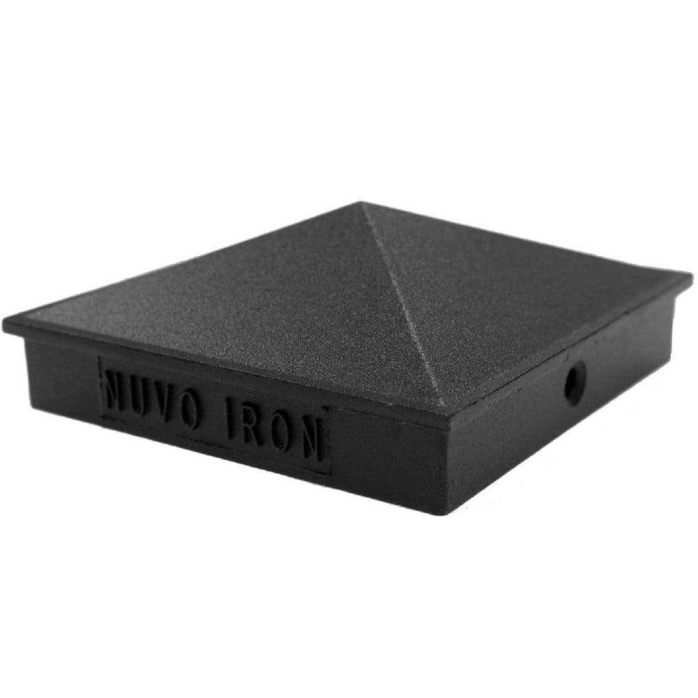 NUVO IRON 5-1/2 in. x 5-1/2 in. Black Aluminum Ornamental Pyramid Post ...