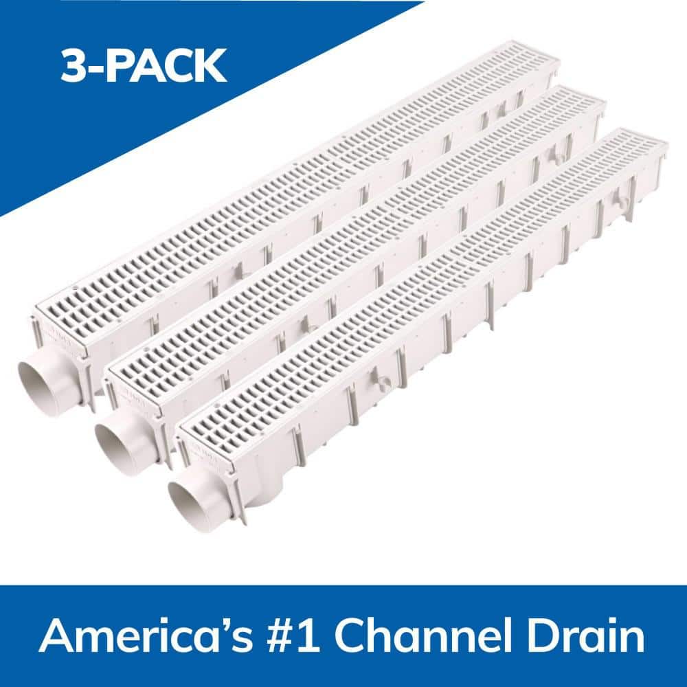 NDS 3 in. Pro Series Channel Drain Kit, 4-1/16 in. x 39-3/8 in. Channel ...