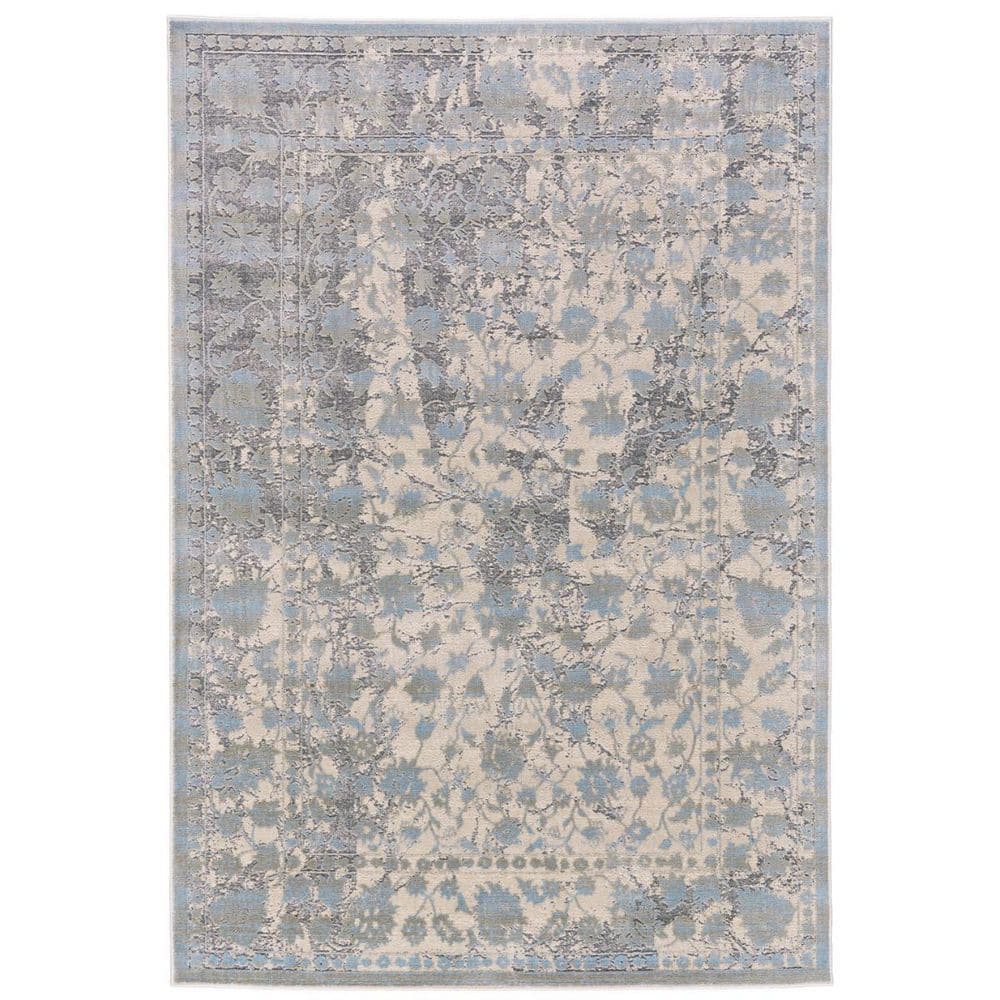 HomeRoots 10 x 13 Ivory, Taupe, Blue Abstract Area Rug 2000565729 - The ...