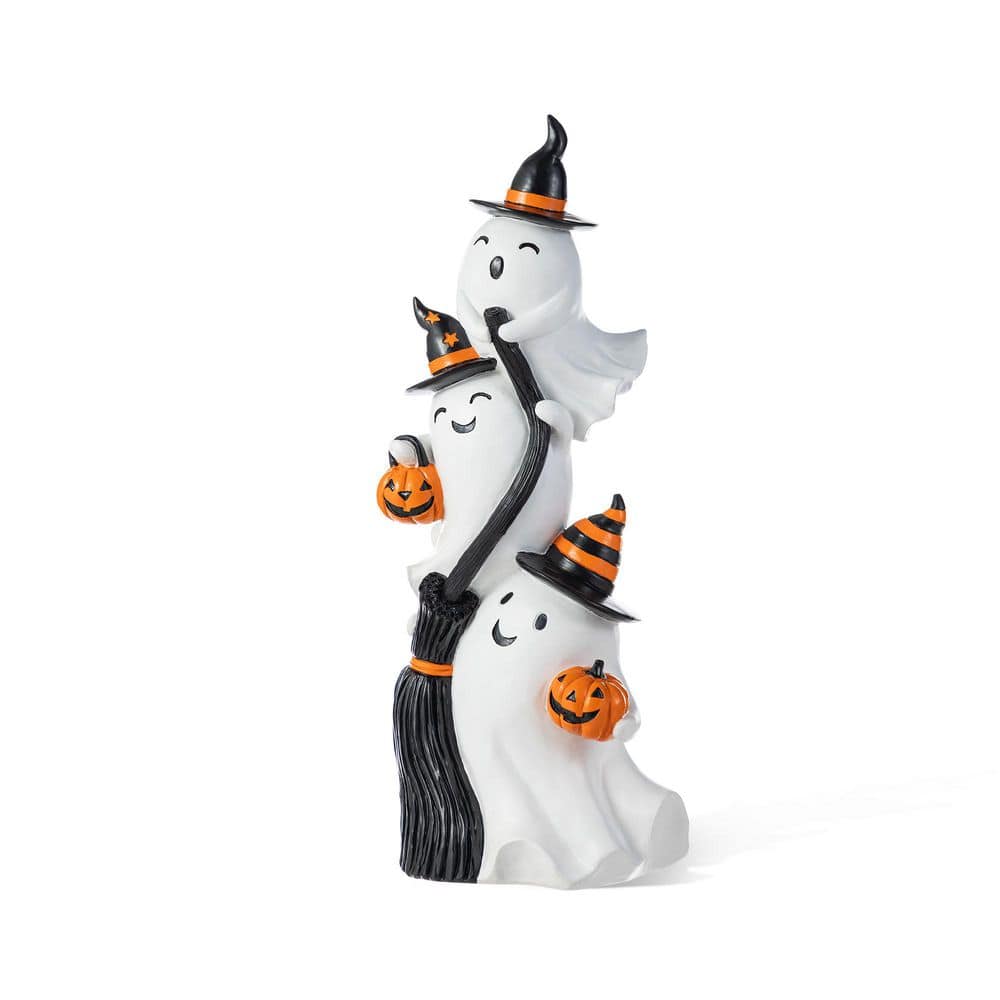 Glitzhome 21.75 in. H Halloween Resin Stacked Ghost Porch Decor ...