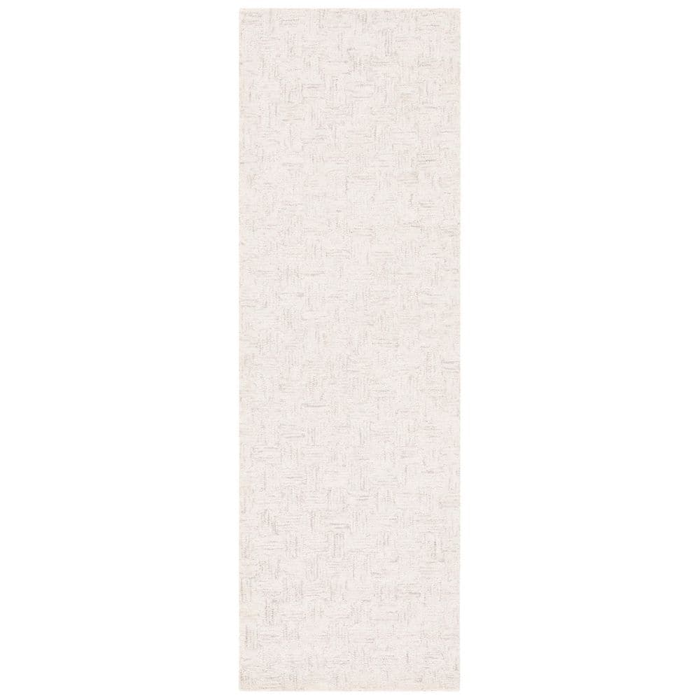 SAFAVIEH Micro-Loop Light Grey/Ivory 2 ft. x 7 ft. Striped Solid Color ...