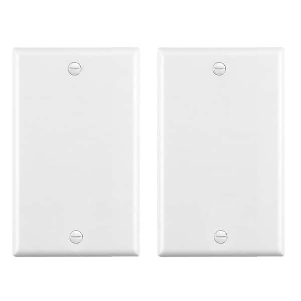 2 Pieces Standard Size 1-Gang White Blank Plate Unbreakable Plastic ...