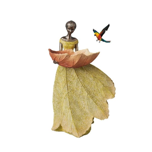 12 in. x 8 in. Yellow Resin Outdoor Fairy Statues for Garden Decoration ...