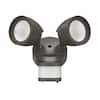 Commercial Electric 240-Degree Bronze Motion Activated Integrated LED Outdoor Twin Head Security ...
