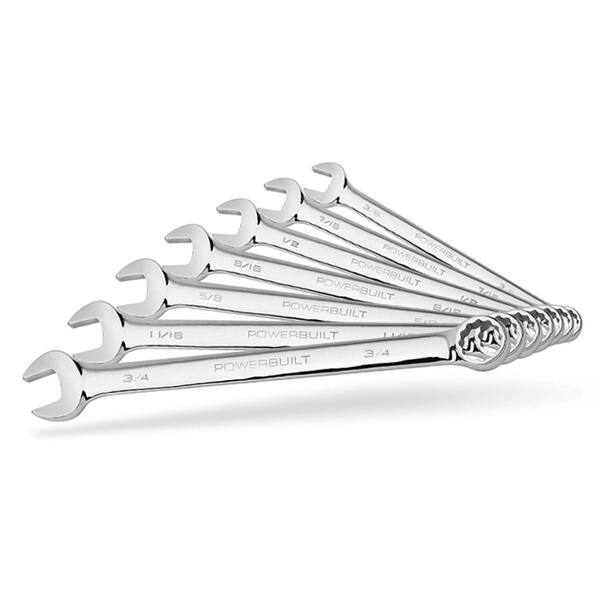 Powerbuilt® 7 Piece SAE Long Pattern Combination Wrench Set 640436 ...