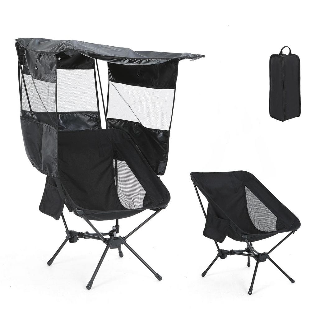 Backpack Camping Chair with Canopy, Low Seat and High Back, Foldable ...