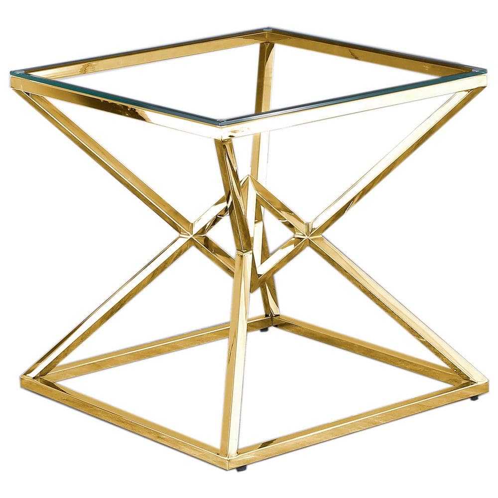 Best Master Furniture Rosepark 22 in. Gold Glass with Stainless Steel ...