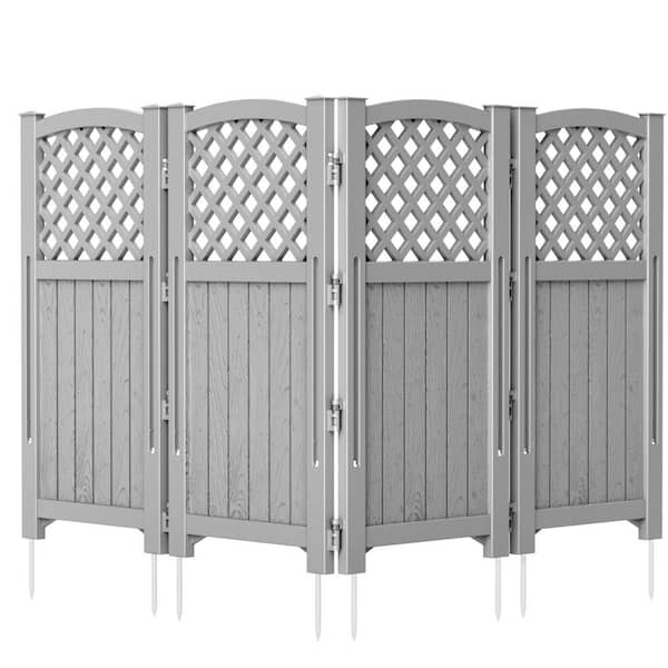 Tozey 49.5 in. Polypropylene Garden Fence Privacy Screen with Ground ...
