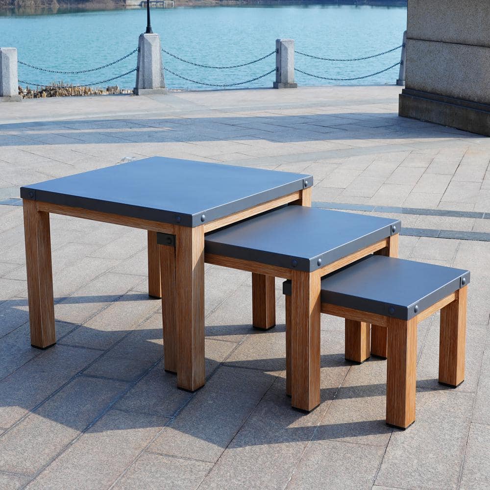 moda furnishings Edington Teak Square Aluminum Outdoor Coffee Table PAT ...