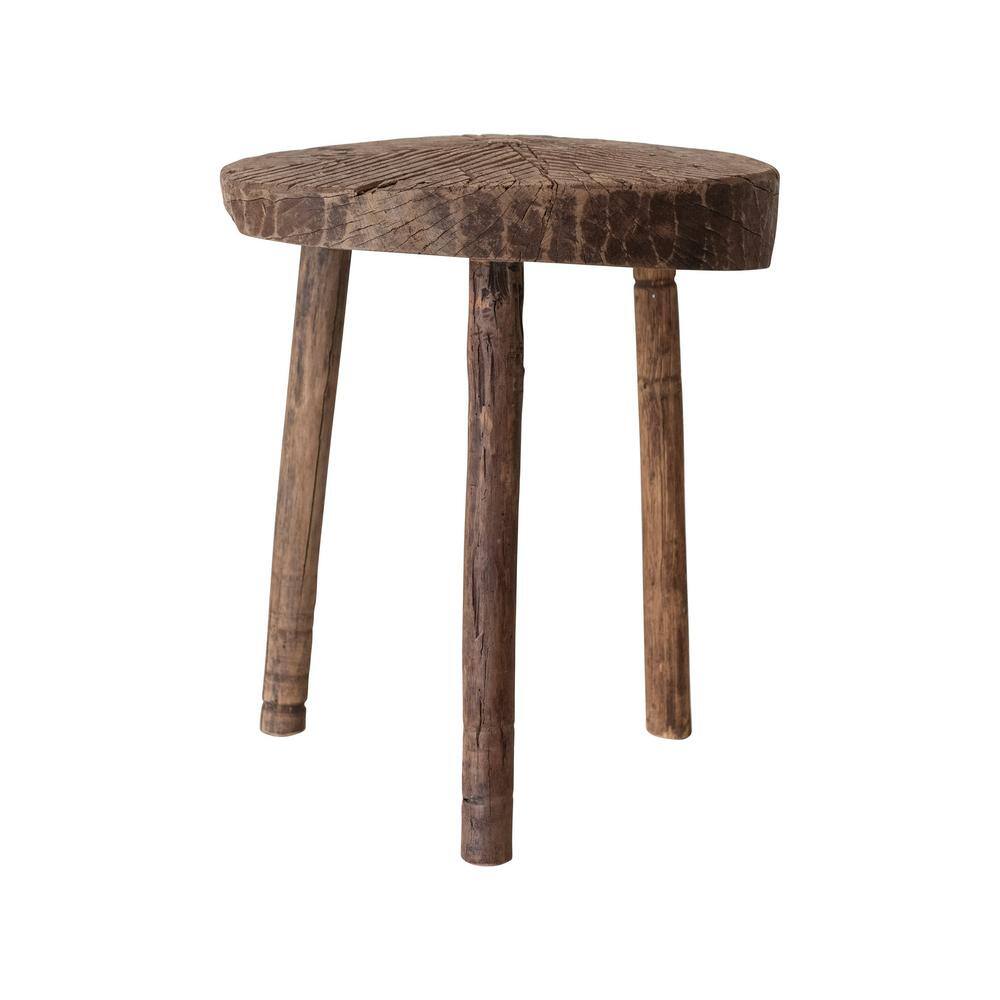 Storied Home Distressed Finish Wood Table Stool DF8944 - The Home Depot