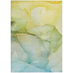 HomeRoots Blue and Ivory 9 ft. x 12 ft. Abstract Indoor / Outdoor Area ...