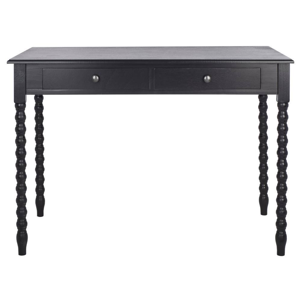 SAFAVIEH O' Mara 42 in. Black Wood 2-Drawer Writing Desk DSK5711D - The ...