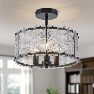 Home Decorators Collection Kristella 12.5 in. 3-Light Matte Black Semi ...