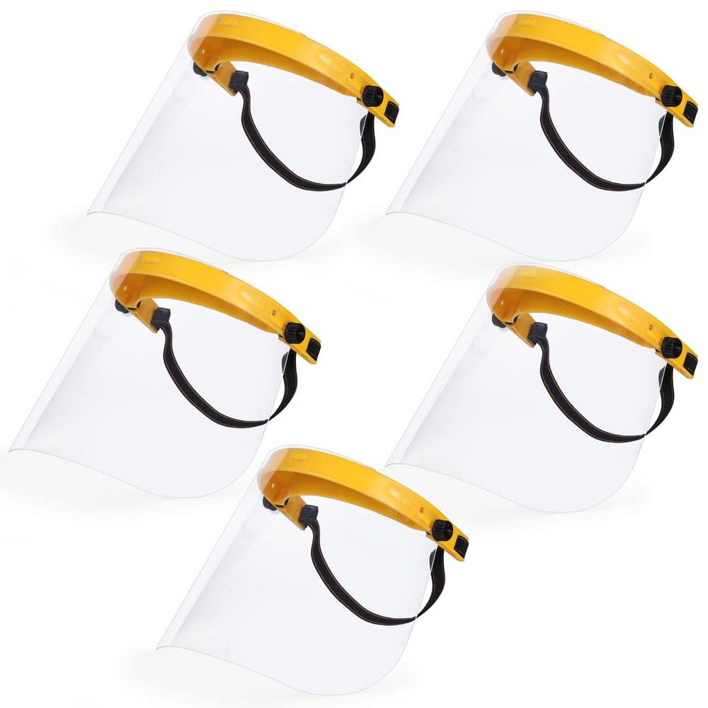 BISON LIFE Yellow Reusable Facial Protection Clear Face Shields (5-Pack ...