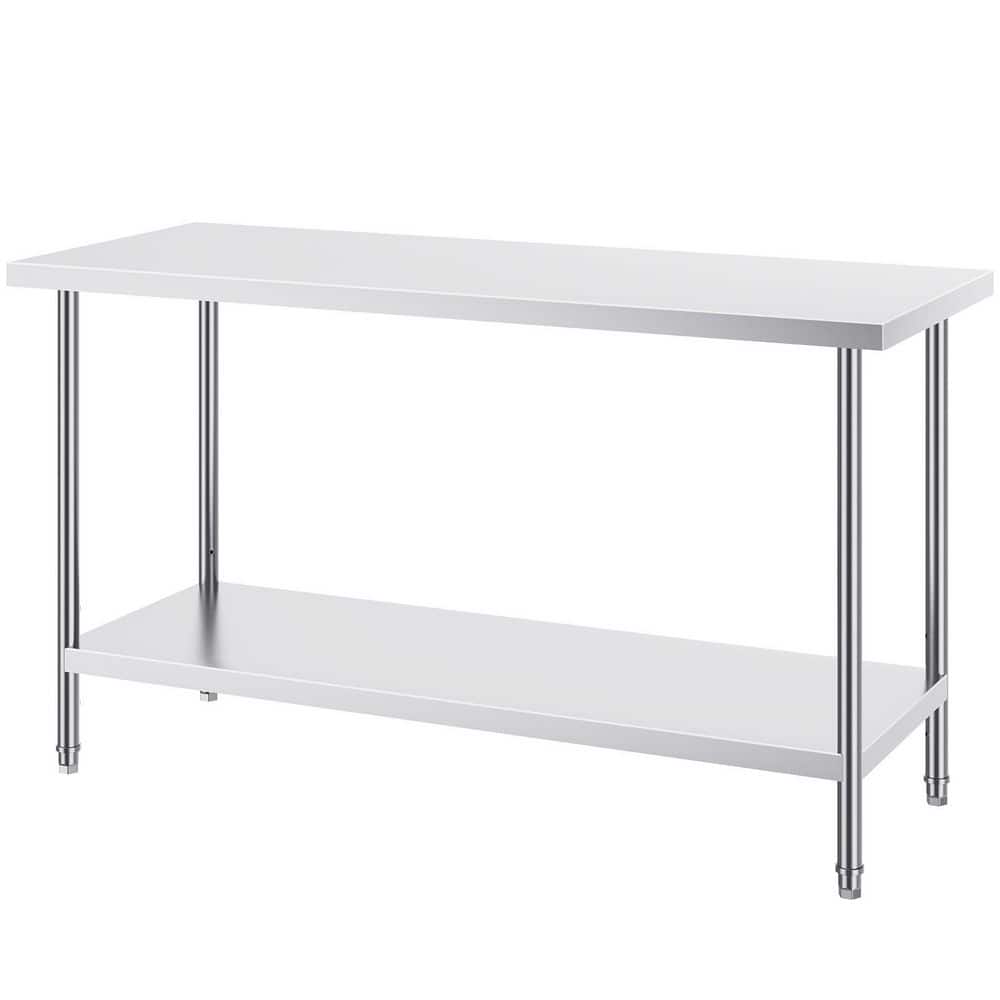 SKYSHALO Stainless Steel Prep Table, 24 x 60 x 34 In. 840 lbs. Load ...
