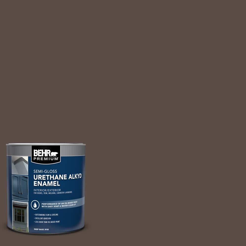 BEHR PREMIUM 1 qt. #PPU5-19 Dark Truffle Semi-Gloss Enamel Urethane ...