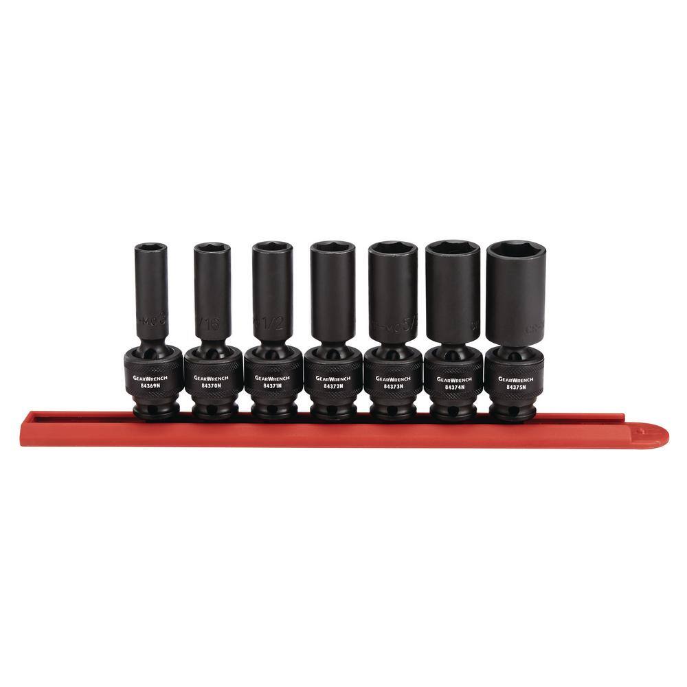 GEARWRENCH 3/8 in. Drive 6-Point SAE Deep Universal Impact Socket Set ...