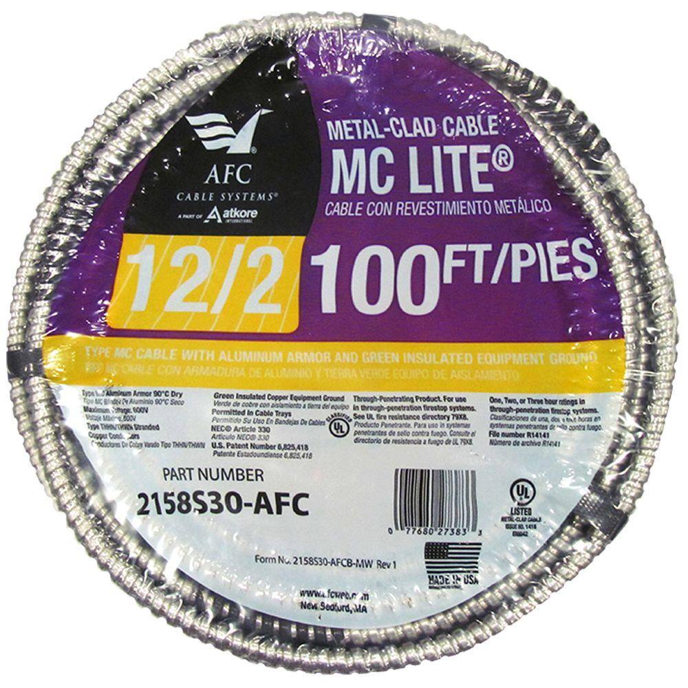 AFC Cable Systems 12/2 x 100 ft. Stranded MC Lite Cable 2158S30-AFC ...