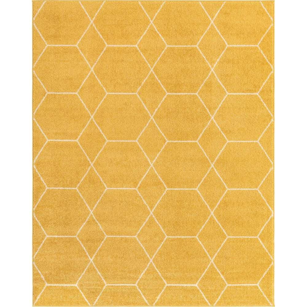 StyleWell Trellis Frieze Yellow/Ivory 8 ft. x 10 ft. Geometric Area Rug ...