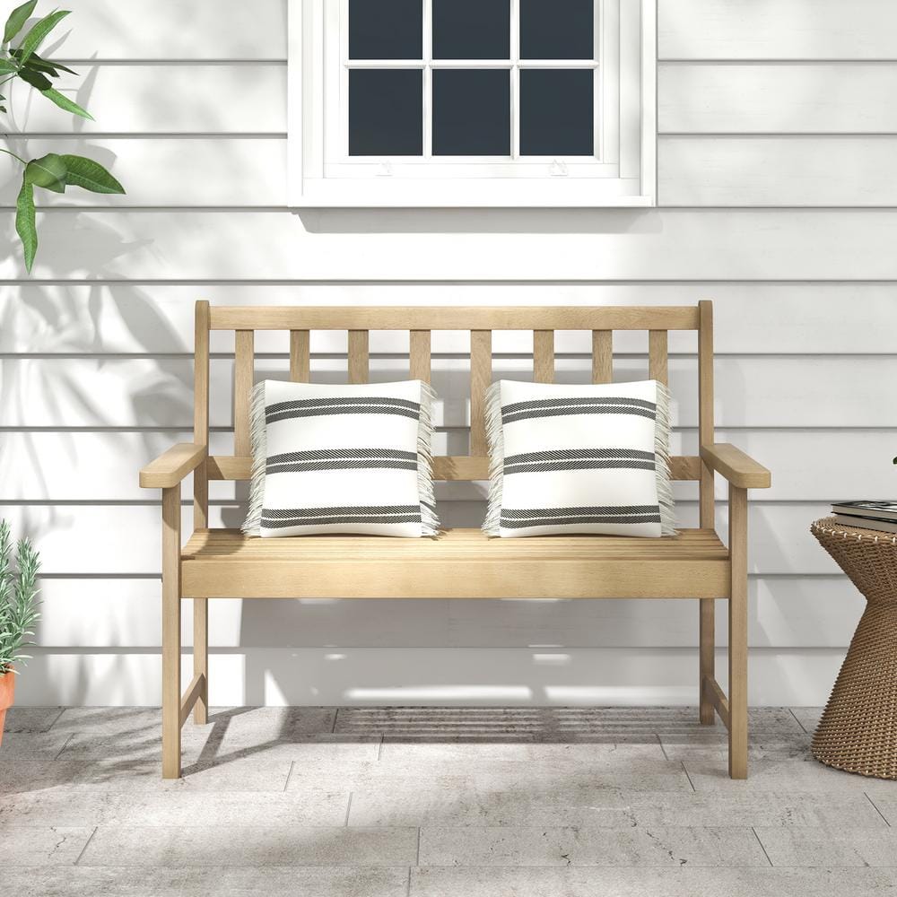 FORCLOVER Indonesia Teak Wood Garden Outdoor Bench 2-Person with ...