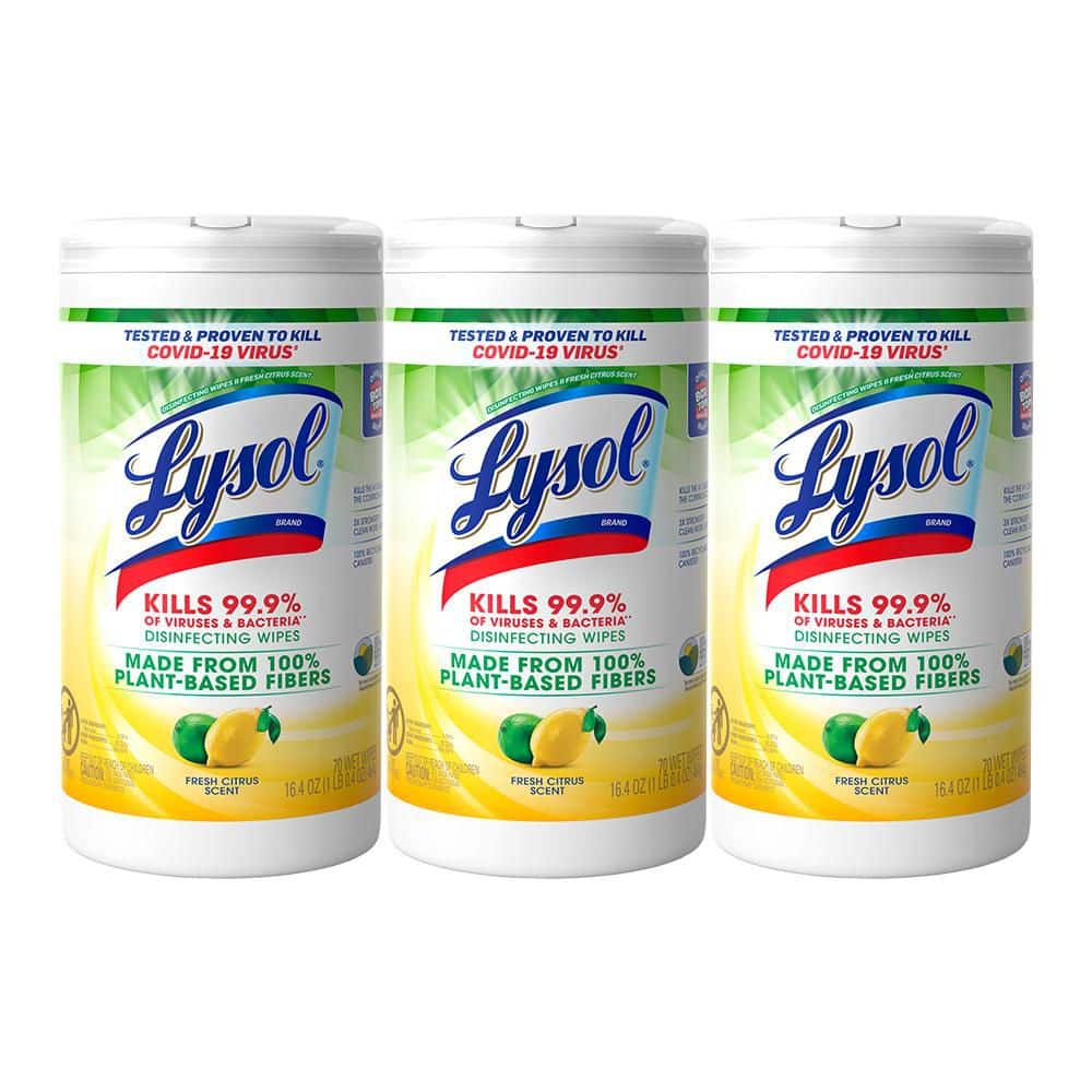 Lysol 70-Count Fresh Citrus Plant Based Biodegradable Disinfecting ...