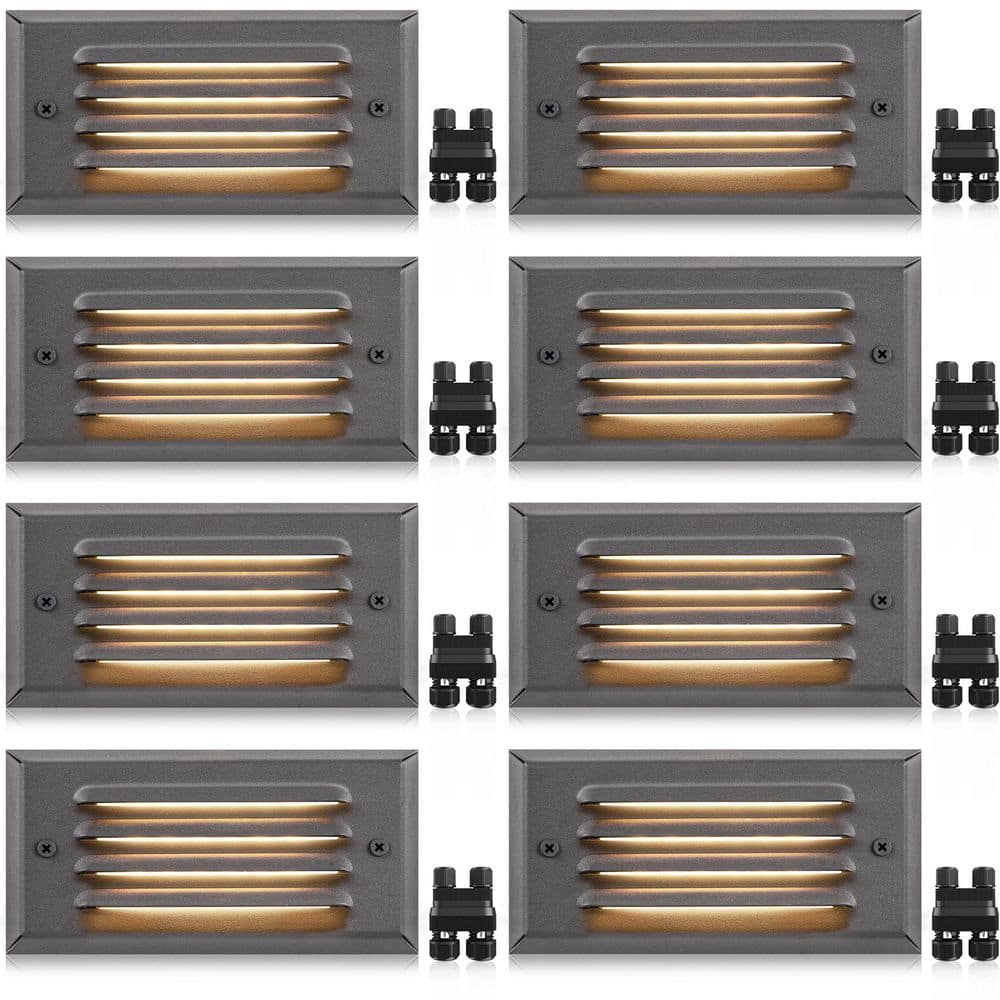 8-Pack 5W Low Voltage LED Step Lights with Anti-Glare Design Horizontal ...
