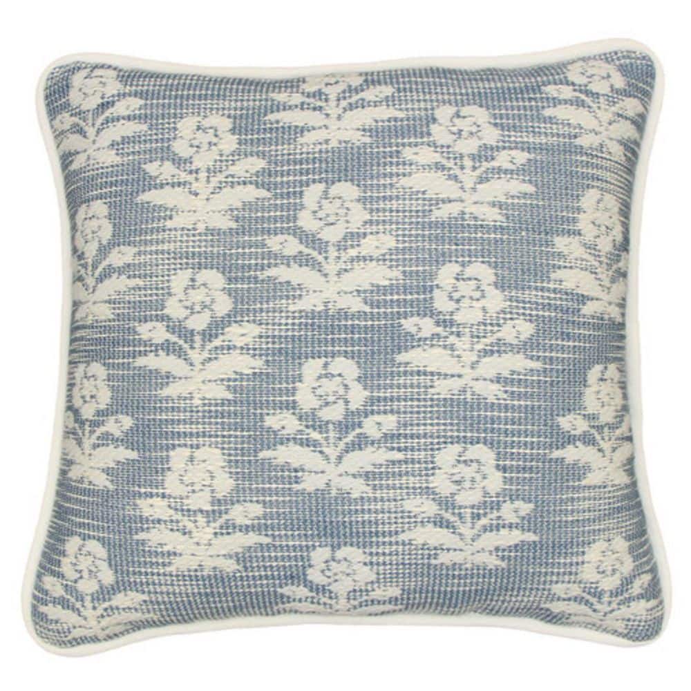 Hampton Bay 20 in. x 20 in. Lake Floral Woven Outdoor Throw Pillow (2 ...