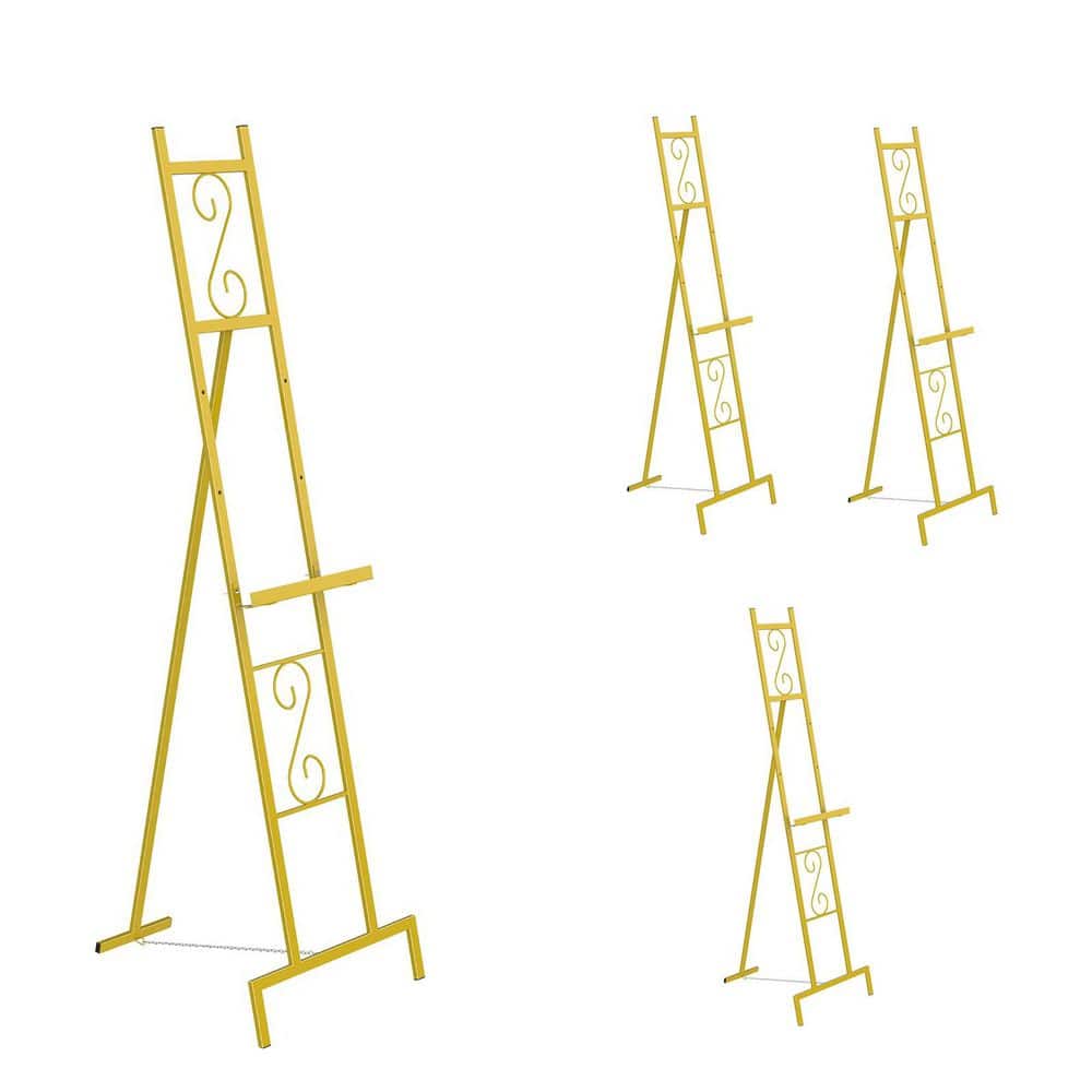 58 in. Gold Easel Stand for Sign, 3-Tier Adjustable Wedding Welcome ...