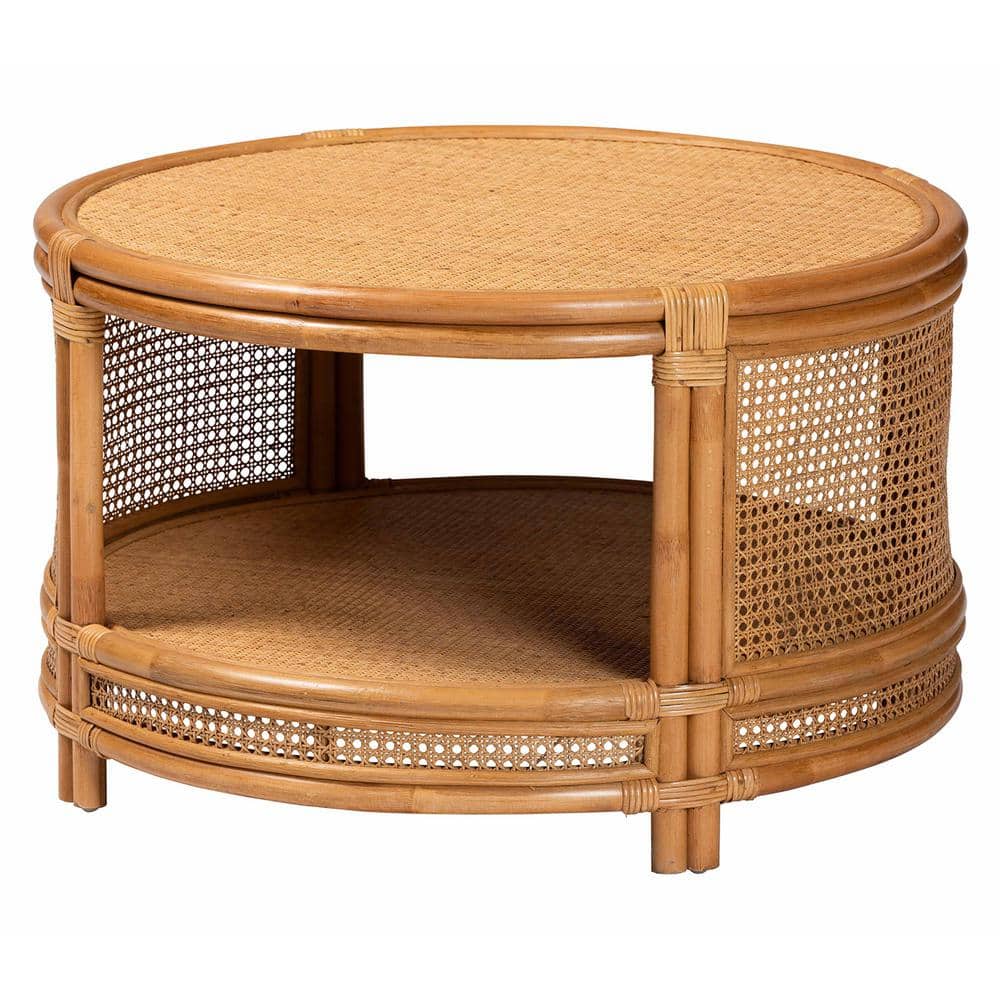 bali & pari Louis 30 in. Light Honey Round Rattan Coffee Table 239 ...
