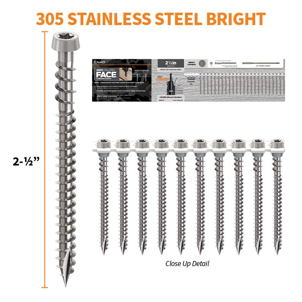 CAMO #10 x 2-1/2 in. Stainless Steel Star Flat-Head Drive Collated ...