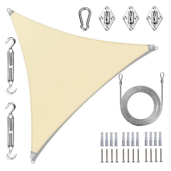 AMGO Super Ring 30 ft. x 30 ft. x 30 ft. Triangle Sun Shade Sail with ...