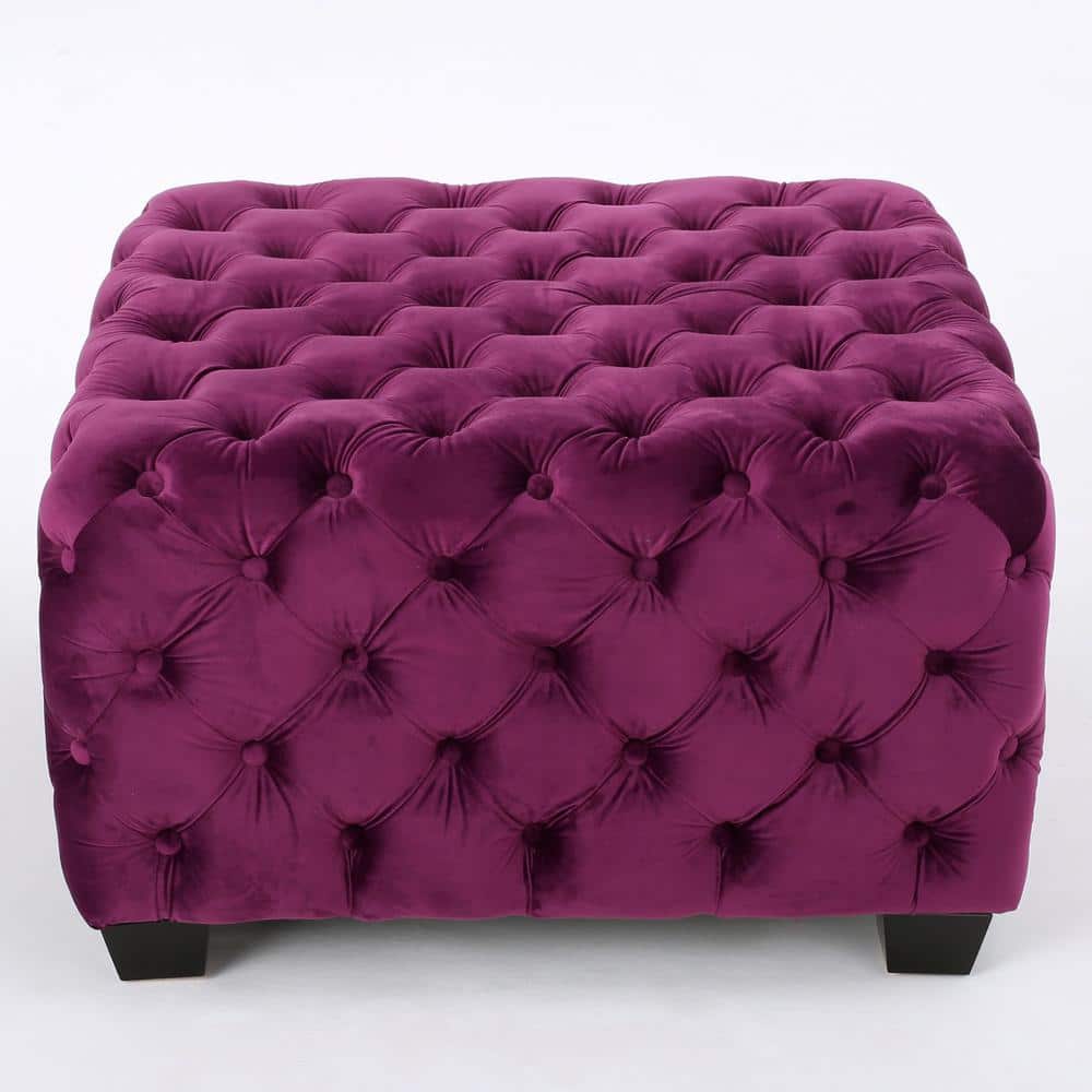 Noble House Jaymee Fuchsia velvet Ottoman 9441 - The Home Depot