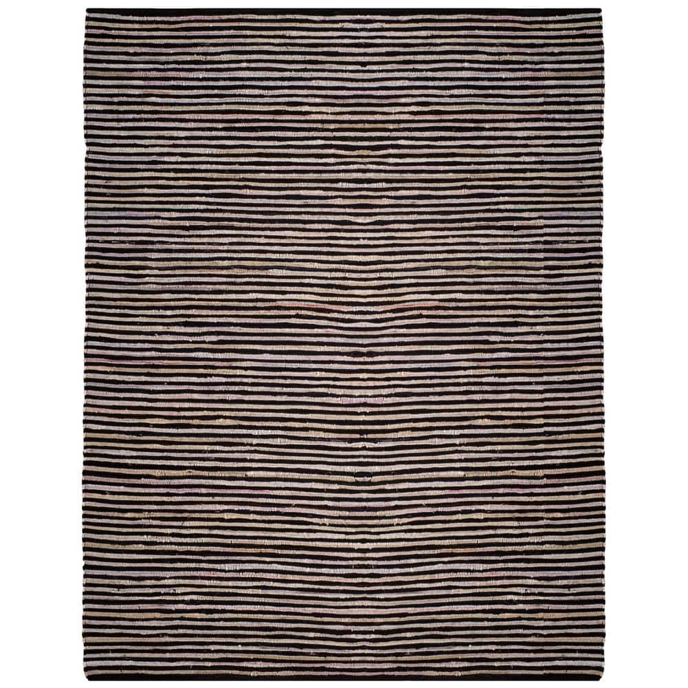 SAFAVIEH Rag Rug Black/Multi 8 ft. x 10 ft. Striped Gradient Area Rug ...
