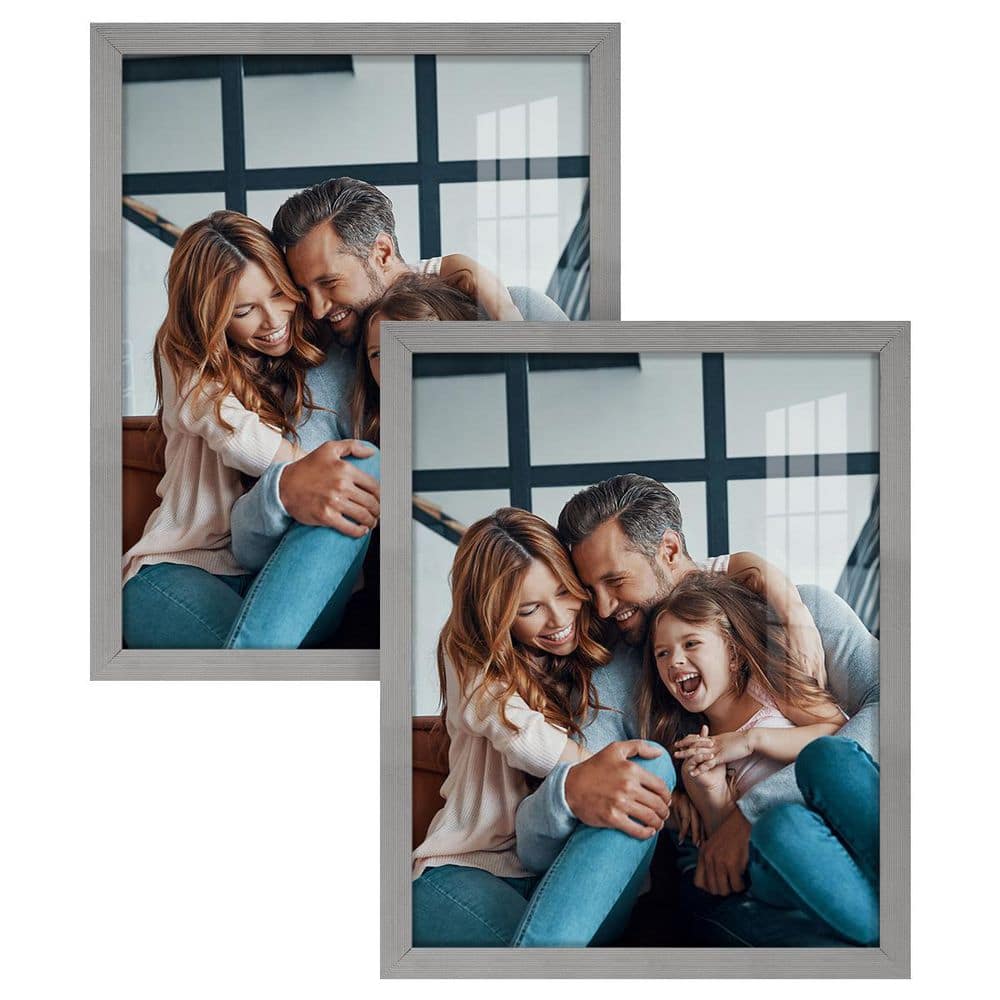 Wexford Home Grooved 11 in. x 14 in. Grey Picture Frame (Set of 2 ...