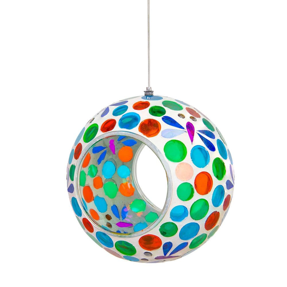 Sunnydaze Dragonfly Dreams Glass Mosaic Fly-Through Hanging Bird Feeder ...